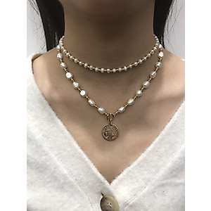 Fashion Jewelry Small Gold Pearl Necklace Choker 3mm Handpicked Pearl 18K Gold Plated Bead Ball Chain Dainty Jewelry Gifts for Women Girls