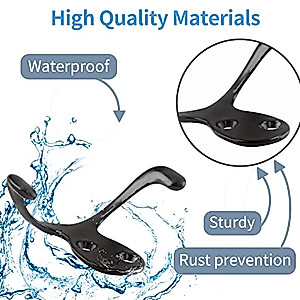 Waziaqoc 20PCS Farmhouse Wall Mounted Coat Hooks, Decorative Heavy Duty Double-Hook Wall Hooks with Screws for Coats Bags Hats Towels - Black