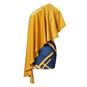 Dresses for Women 2023 Elegant One Shoulder Short Sleeve Sequin Wrap Bodycon Ruched Irregular Fashion Sexy Sun 2023 Summer Sequin Cut Out Cocktail Wedding Dresses Yellow XL