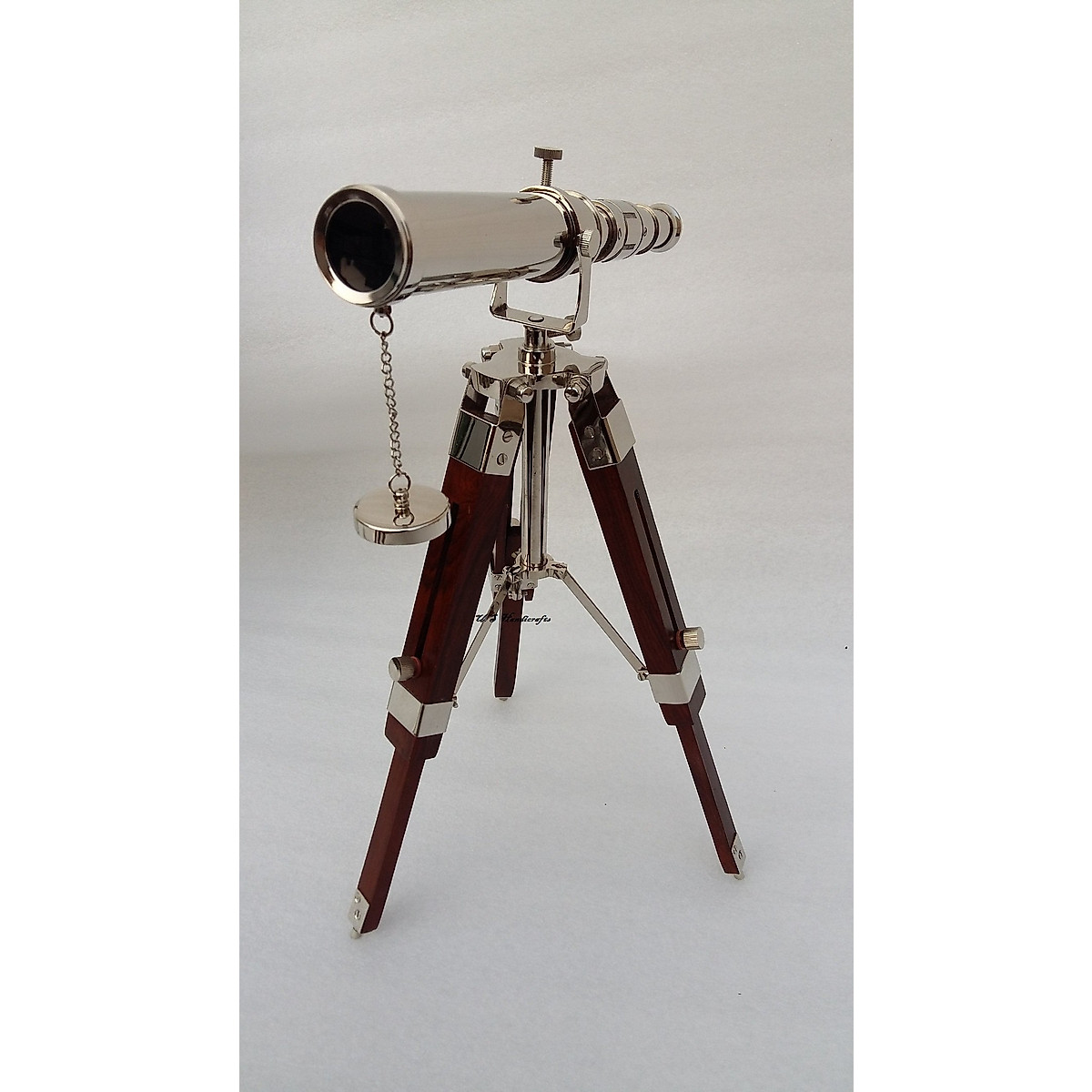 Vintage Brass Nickle Telescope on Tripod Stand/Chrome Desktop Telescope for Home Decor & Table Accessory Nautical Spyglass Telescope for Navy and Outdoor Adventures