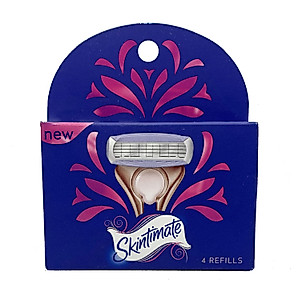 Skintimate 4-Blade Razor Refill Cartridges with Aloe and Vitamin E, 4 Count