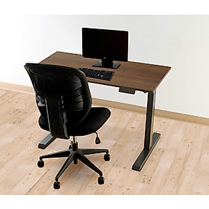 TechOrbits 47 Inch Electric Standing Desk Frame with Tabletop - Motorized Workstation Two Leg Stand Up Desk with Memory Settings and Telescopic Sit Stand Height Adjustment (Black Frame/Wood Brown Top