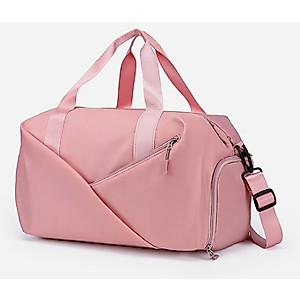 Sports bag, leisure bag, fitness bag, travel bag Womens Sports Gym Bag Backpack Travel Duffle Bag with Wet Pocket Shoes Compartment, Overnight Bag Foldable Pink outdoor (pink)