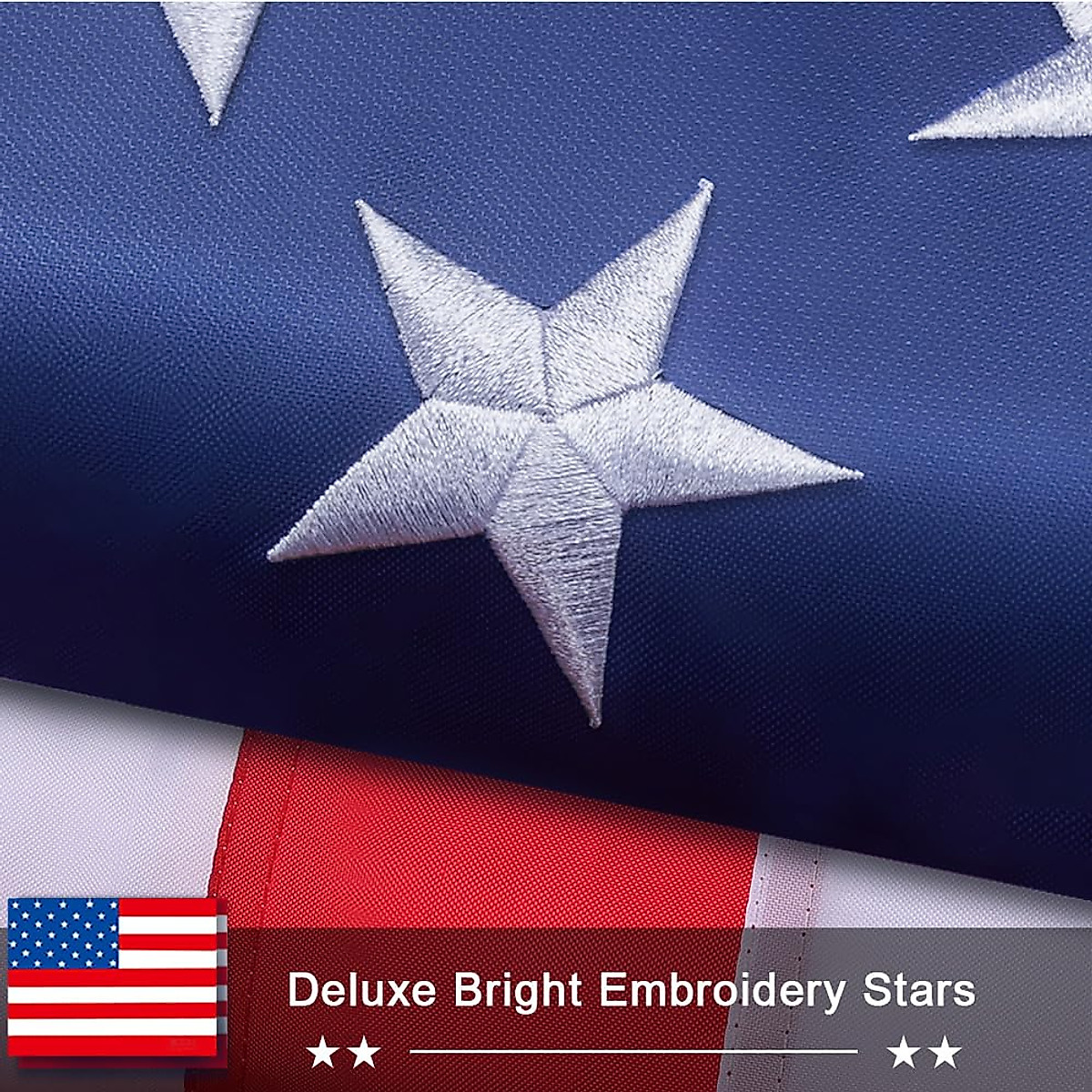 American Flag 4X6 FT Outdoor 100% in USA - American Flags for Outside 4X6, US Flag 4x6 Heavy Duty Outdoor with Luxury Embroidered Stars, Brass Grommets and Sewn Stripes - Deluxe American Flag 4x6 FT