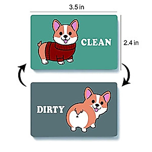 YouFangworkshop Funny Cute Animal Dog Butt Clean Dirty Dishwasher Magnet, Double Sided Strong Kitchen Flip Indicator, Green and Gray Reversible Dish Washer Sign