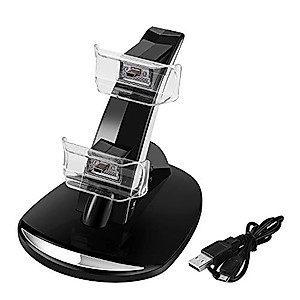TNP PS3 Controller Charger Stand for Sony Playstation 3 Controller Dualshock 3 Charging, 2 Tier Docking Station Stand and 2 USB PS3 Cable Compatible Ports with LED Indicators, Slim Black