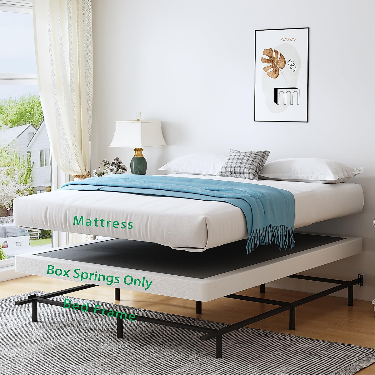 Vaciwe Queen Box Spring 4 Inch Heavy Duty Metal Box Springs Mattress Foundation with Easy Clean Cover, Noise Free, Easy Assembly