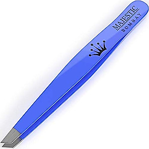 Majestic Bombay Slant Tweezers for Women and Men – Splinter Ticks, Facial, Eyebrows and Ingrown Hair Removal–Sharp, Needle Nose, Surgical Tweezers Precision best tweezers for chin hair and Plucking
