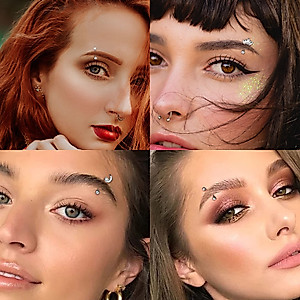 Drperfect 12 PCS Rook Piercing Jewelry Rook Earrings for Women Men Eyebrow Rings 16G Stainless Steel Curved Barbell Dangle CZ Belly Lip Ring Cartilage Daith Surface Tragus Piercing Jewelry