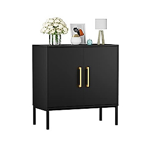CARPETNAL Siedeboard Buffet Cabinet, Black Side Storage Cabinet with Doors and Adjustable Shelves, Accent Cabinet for Kitchen, Living Room, Bedroom, Office, Hallway, Entryway