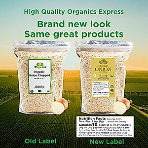 HQOExpress Organic Onion Chopped – Organic Onion Flakes - Dried and Minced – Spicy and Tangy Seasoning Powder for Soups, Stews, Marinades and Broths - Non GMO, Kosher, USDA Certified , 5 lb.