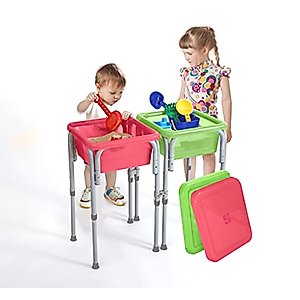 Special Supplies Sensory Activity Table for Kids and Toddlers with 2 Plastic Buckets, Easy Build Frame, and 7 Beach Toys for Interactive, Hands-On Learning Water, Sand, and STEM Play