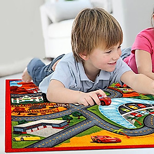 Gertmenian Kids Playroom & Game Room Carpet | Disney Pixar Cars 3 Childrens Rug | Kids Novelty Home Decor, Perfect Area Carpet for Boys & Girls Playroom, Bedroom | 54x78 Large, Red