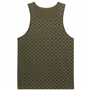 Savage X, Men's Flocked Monogram Tank, Deep Forest Green, L