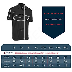 Premium Wear Men's High Moisture Wicking Polo T Shirts | Black - Large