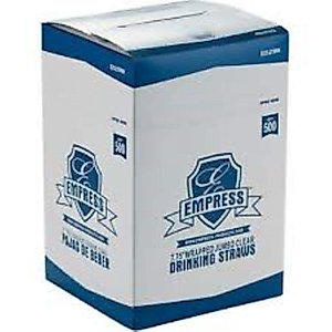 EPS775JWW Empress Earth 7.75" White Jumbo Paper Straws Wrapped 4/500 cs