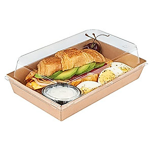 Restaurantware Matsuri Vision 8 x 5 x 1.5 Inch Medium Sushi Trays 100 Greaseproof Sushi Packaging Boxes - Lids Sold Separately Disposable Kraft Paper Sushi Containers For Entrees Or Desserts
