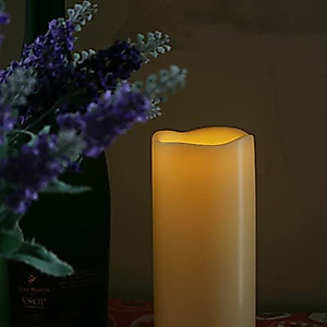 Waterproof Outdoor Battery Operated Flameless Candles with Cycling Timer, Realistic Flickering Plastic Fake Electric LED Pillar Lights for Garden Wedding Party Halloween Christmas Decor 3x7 Inches