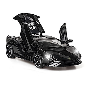 1:32 Scale Sian FKP37 Model Car Zinc Alloy Diecast Car Toys for Kids, Pull Back Toy Car Vehicle with Sound and Light Door Opening Birthday Gift for Boys Toddlers (Black)