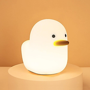 ipalmay Home Night Lights for Kids USB Rechargeable Lamps, ABS+PC Bedside Lamp for Breastfeeding, Touch Control&Timer Setting, White Duck
