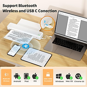 Itari P831 Portable Printers Wireless for Travel, Bluetooth Thermal Transfer Printer, Compact Inkless Printer with 200 Sheets 8.5x11 US Letter Copy Paper…