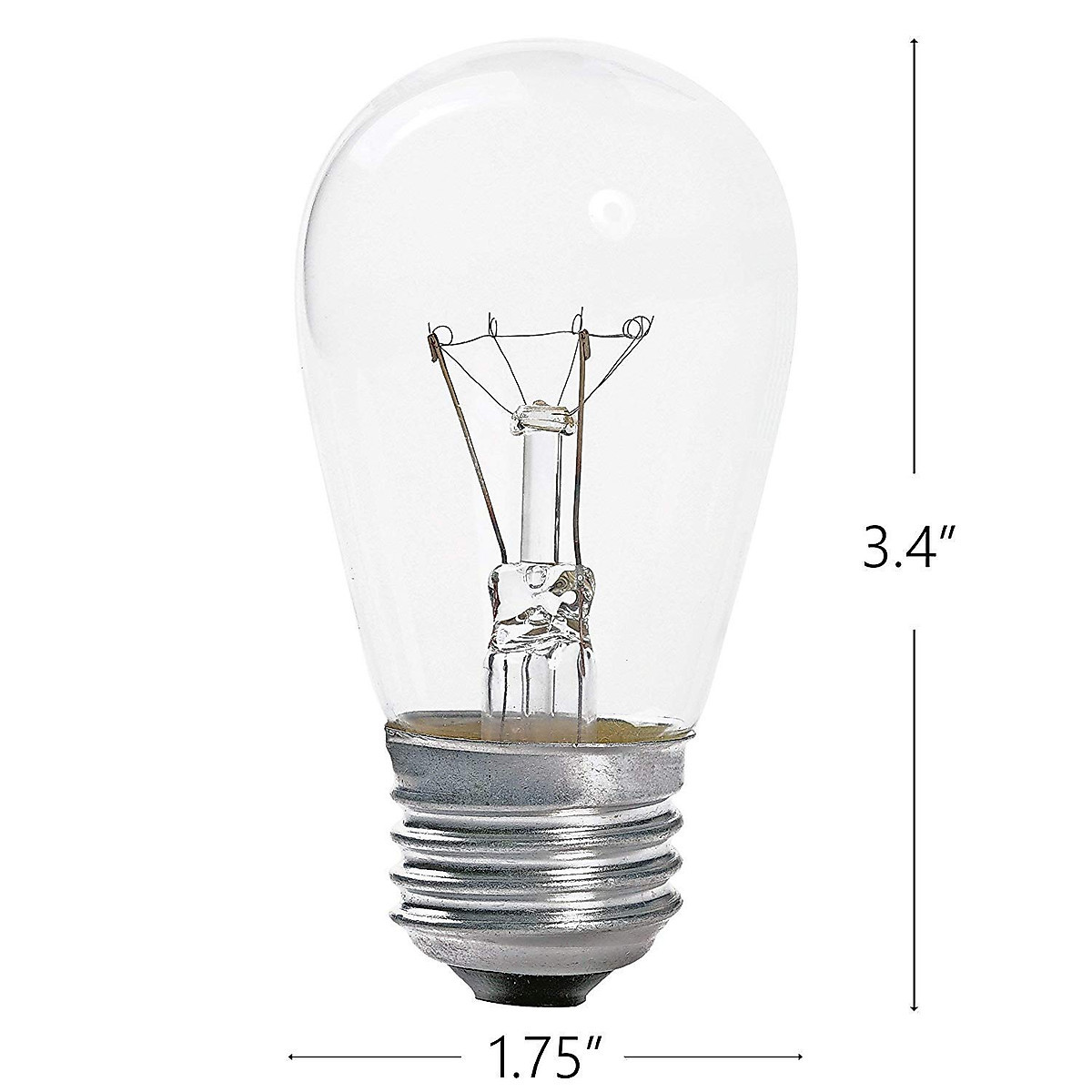 25 Pack 11 Watt S14 Medium Base 130 Volt 2500 Hour Clear Sign or Indicator Lightbulb