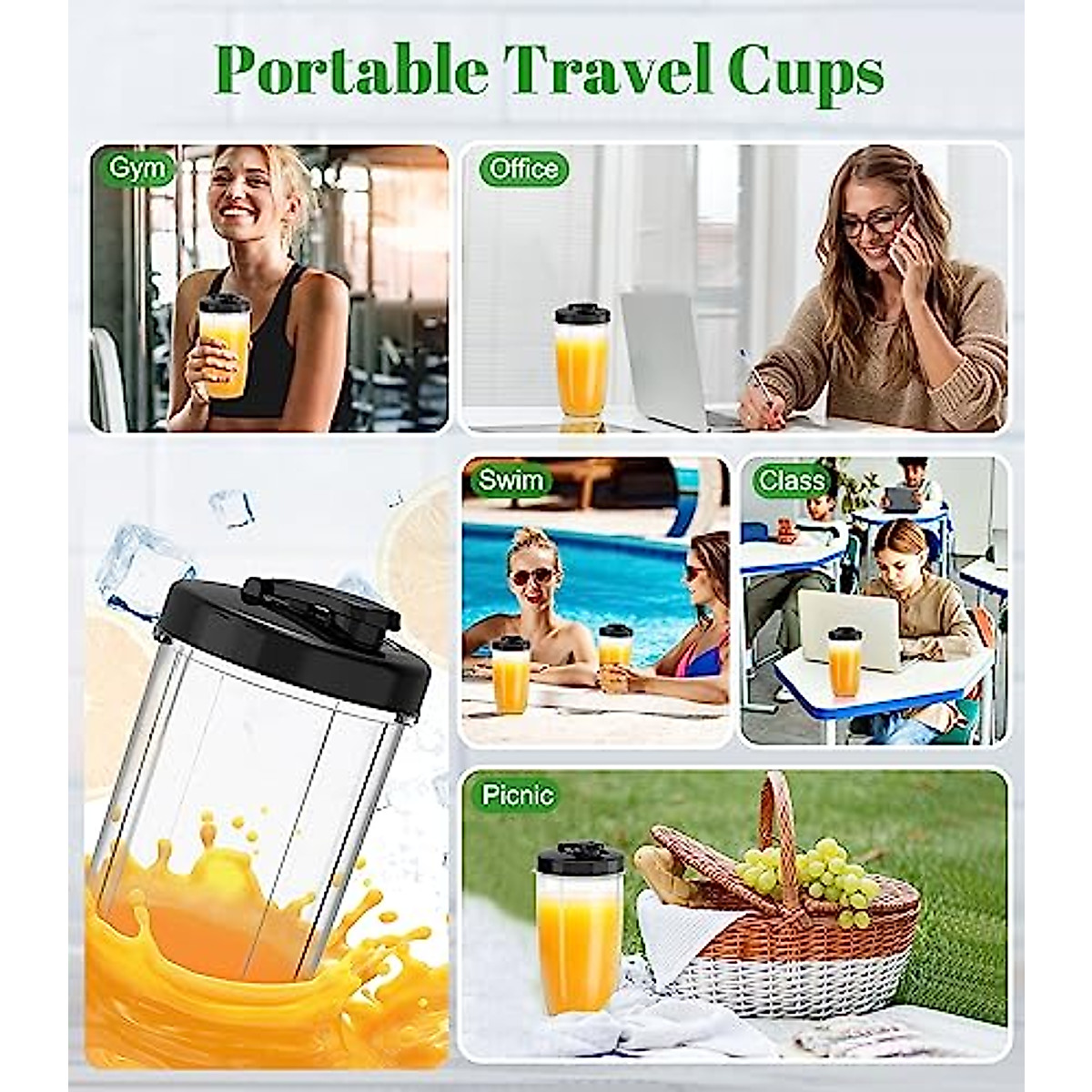 Personal Blender for Shakes and Smoothies, 6 Blades Bullet Blenders for Kitchen 850W, 17 Pieces Smoothie Blender with Grinder, 2 * 20oz To-Go Cups, Countertop Blender for Fruits, Protein Drinks, Ices