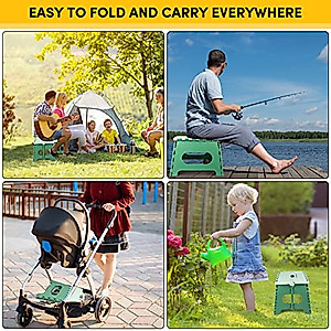 DEDU Folding Step Stool Kids and Adults 2 Pack 9 Inch, Non-Slip Collapsible Stepping Stools for Kids 165 lbs Capacity, Plastic Foldable Step Stools Heavy Duty Portable Great for Bathroom (Green)