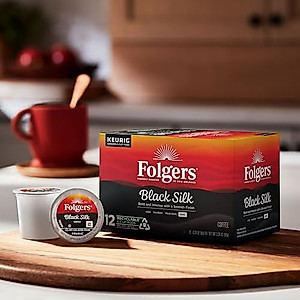 Folgers Black Silk Dark Roast Coffee, 12 Keurig K-Cup Pods