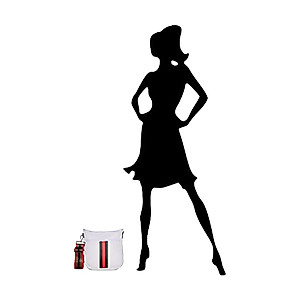 Haute Shore - Jeri Trento Crossbody Tote, White Coated W/Red, Black, & Green Stripe