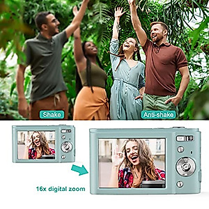 Andoer Portable Digital Camera 48MP 2.7K 2.88-inch IPS Screen 16X Zoom Auto Focus Self-Timer 128GB Extended Memory Face Detection Anti-Shaking with 2pcs Batteries Hand Strap Carry Pouch