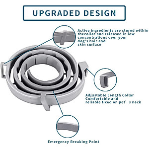 Advanllent Flea Collar for Dogs, Flea and Tick Collars for Small Dogs, 15.5inch, 8 Month Protection (1 Pack), Gray