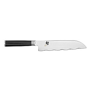 Shun Classic 7" Master Serrated Utility Knife, Handcrafted Japanese Knife, VG-MAX Core with Damascus Stainless Steel Cladding, Pakkawood Handle, Precision and Sharpness for Professional and Home Chefs