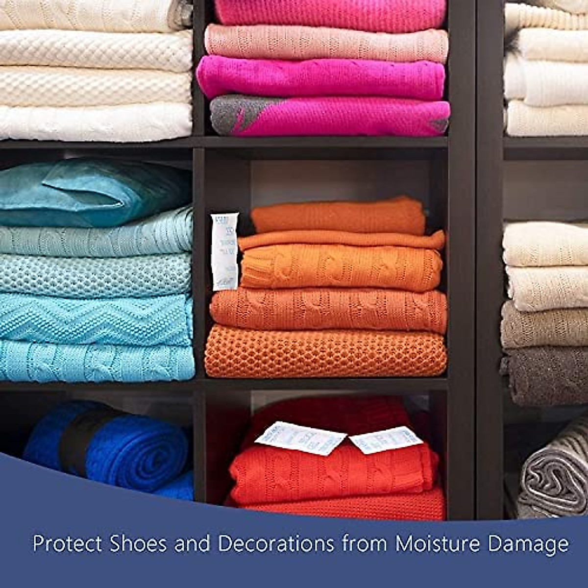 45 Pcs 5 Gram Silica Gel Packs, Transparent Desiccant, Desiccant Packets for Storage, Moisture Packs for Spices Jewelry Shoes Boxes Electronics Storage, Food Safe