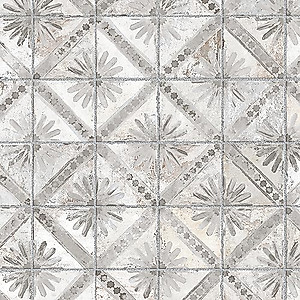 SomerTile FPEHMMKGR Harmonia Kings Marrakech Grey 13" x 13" Ceramic Floor and Wall Tile, White