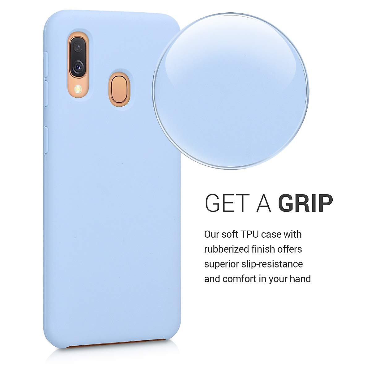 kwmobile Case Compatible with Samsung Galaxy A40 Case - TPU Silicone Phone Cover with Soft Finish - Light Blue Matte