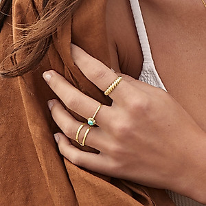 Canaria Turquoise Ring With .12 ct. t.w. Diamonds in 10kt Yellow Gold. Size 8