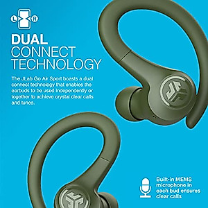 JLab Go Air Sport - Wireless Workout Earbuds Featuring C3 Clear Calling, Secure Earhook Sport Design, 32+ Hour Bluetooth Playtime, and 3 EQ Sound Settings (Green)