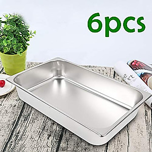 DYRABREST 6Pcs 4" Deep Steam Table Pans Full Size 20" x 12" x 4" Stainless Steel Steam Table Chafing Pans Anti-Jam Steam Table Pan Hotel Buffet Food Pans for Hotels,Restaurant