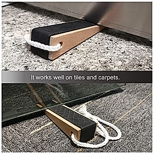 WEYON Wooden Door Stopper Wedge for Bottom of Door, Fitting for Door Gap Under 2 inches, 1 Pack Black.