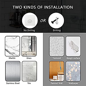 QYQRQF Shower Caddy, 2 Packs Bamboo Shower Organizer with Hooks Adhesive Shower Shelves Rustproof for Inside Shower & Kitchen Storage (Drilling & No Drilling Two Options)