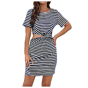 Dresses That Hide Belly Fat, Long Sleeve Cocktail Dress for Women Boho Dresses 2023 Formal Summer Dresses Tall Maxi Dress Women's Casual Dressed Dresses Maxi Dress Beach Silky Sexy (L, Blue)