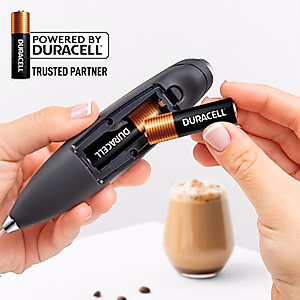 Zulay Original Milk Frother Handheld Foam Maker for Lattes - Whisk Drink Mixer for Coffee, Mini Foamer for Cappuccino, Frappe, Matcha, Hot Chocolate by Milk Boss (Black)