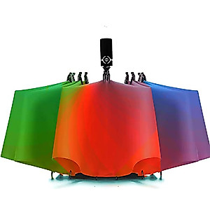 SIEPASA Umbrella Windproof, Travel Umbrella, Compact Folding Reverse Umbrella,-One button for Auto Open and Close (Rainbow colors)