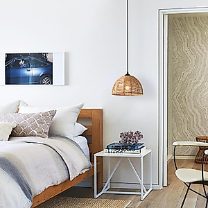 Gudicati Hand Woven Rattan Pendant Light Fixture Vintage Farmhouse 9.84" Bamboo Dome Pendant Lights Modern Retro Boho Wicker Basket Pendant Lighting for Kitchen Island, Bedroom, Dining Room, 2-Pack