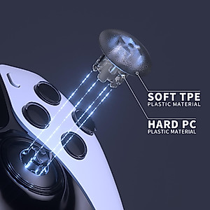 eXtremeRate Clear Black Replacement Swappable Thumbsticks for PS5 Edge Controller, Custom Interchangeable Analog Stick Joystick Caps for PS5 Edge Controller - Without Controller & Thumbsticks Base