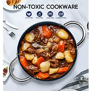 MICHELANGELO 6 Quart Stock Pot with Lid, Non Toxic Cooking Pot, Ceramic Soup Pot with Lid, Non Stick Pot with Stainless Steel Handle, Induction Compatible