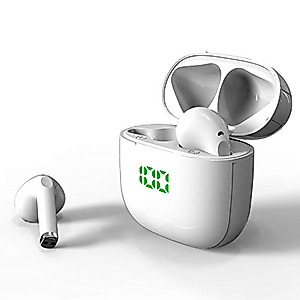 TOP True Wireless Earbuds Bluetooth Headphones Touch Control with Wireless Charging Case IPX5 Waterproof TWS Stereo Earphones in-Ear Built-in Mic Headset Premium Deep Bass for Sport White