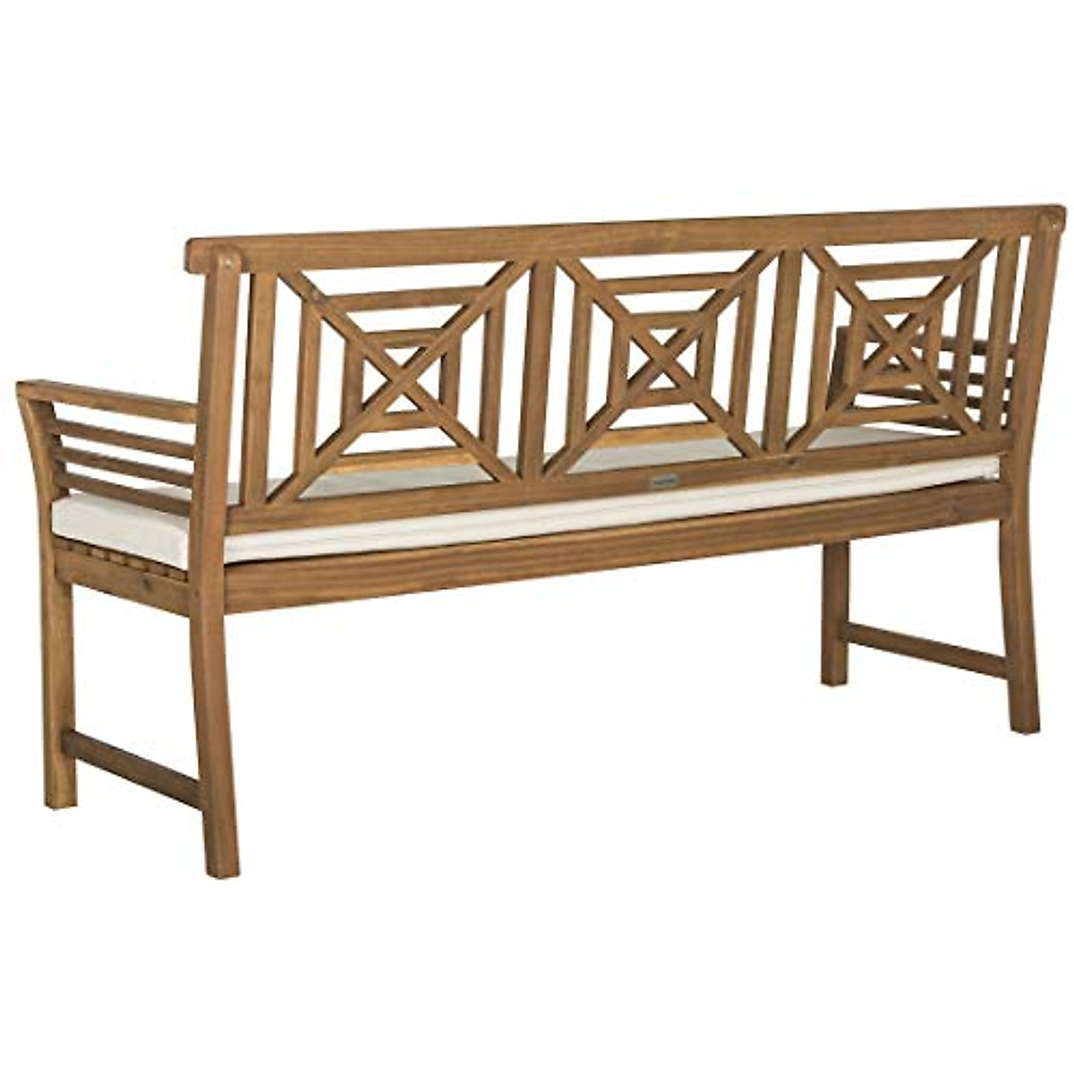 Safavieh PAT6737A Outdoor Collection Del Mar 3 Seat Bench, Natural/Beige
