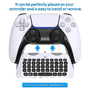 Klipdasse Wireless Keyboard for PS5 Controller, Bluetooth 3.0 Mini Chatpad Message Game Keyboard Keypad Built-in Speaker with 3.5mm Audio Jack for Messaging and Gaming Live Chat, for Playstation 5